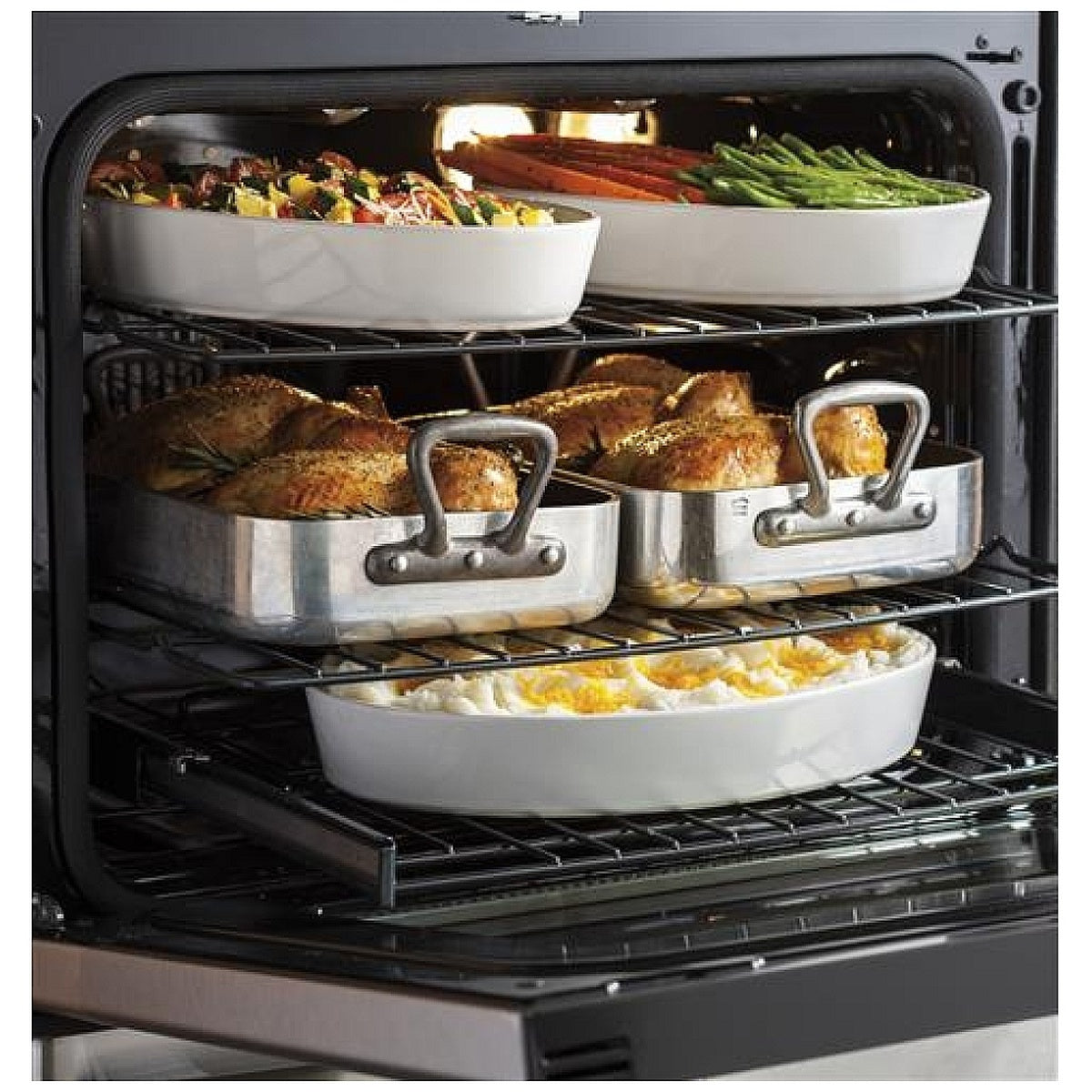 GE 30 Inch Free-Standing Dual Fuel Range, Stainless Steel/Gray - PC2B9 ...