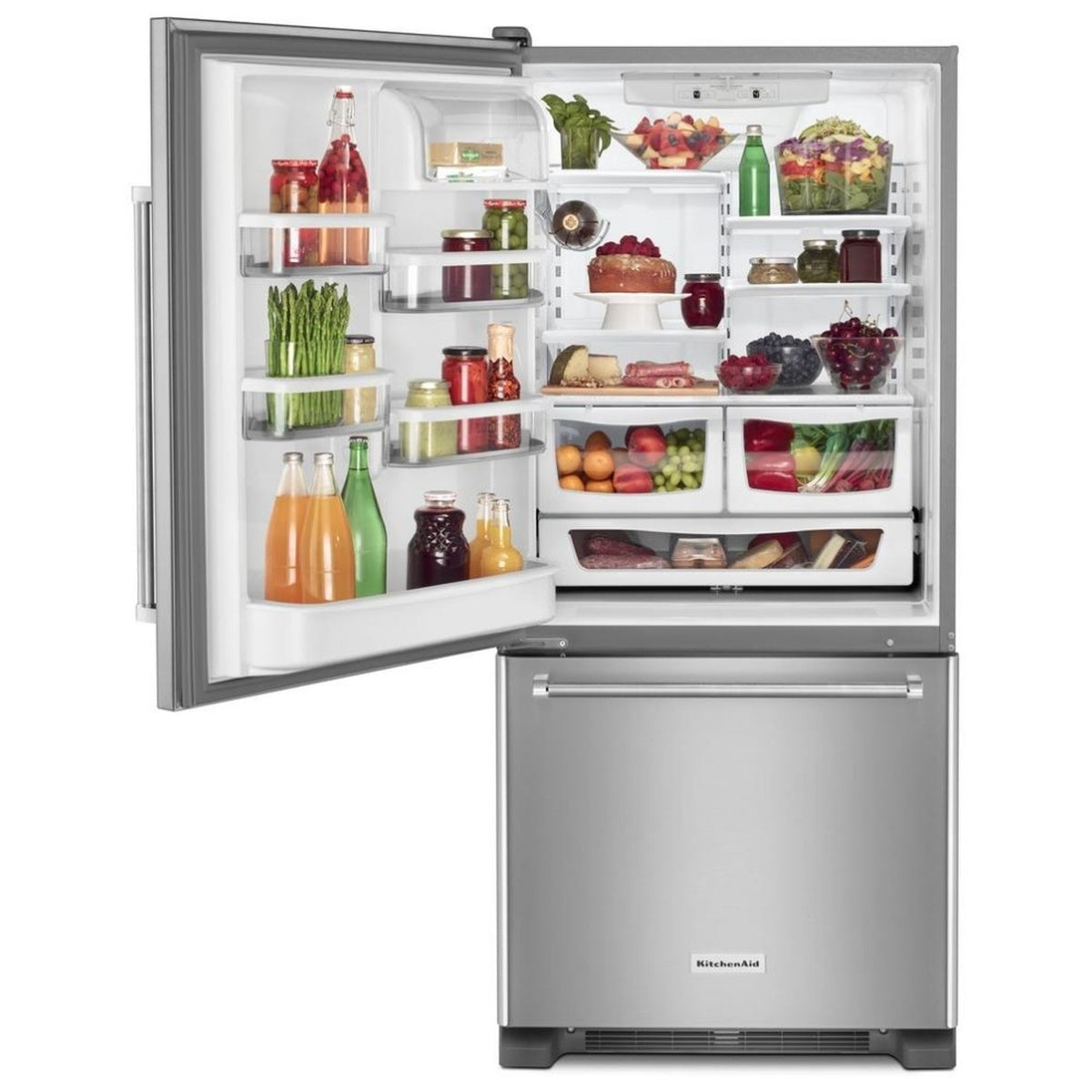 KitchenAid KRBL109ESS 30 in Bottom Freezer Refrigerator 18.7 cu ft ...