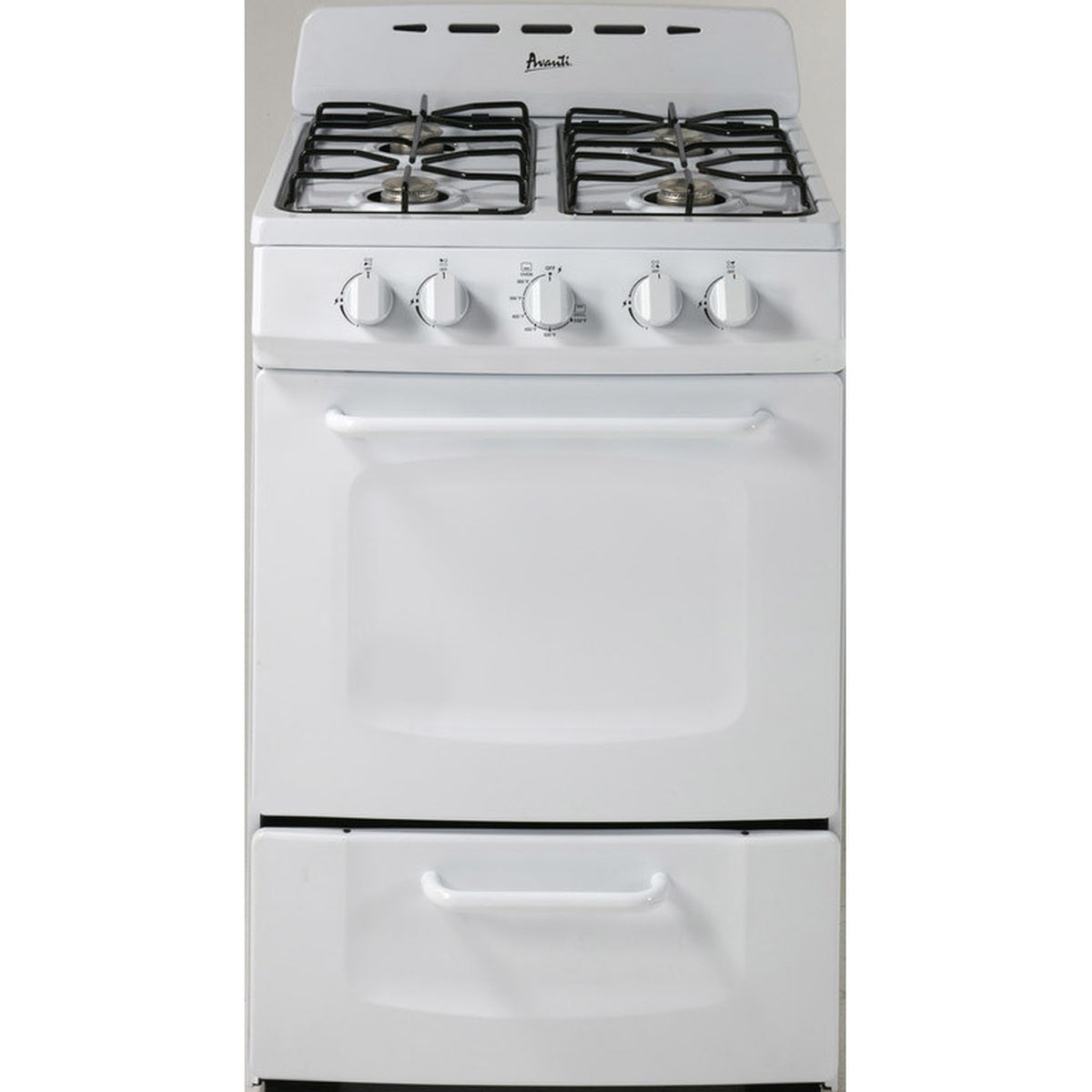 Avanti GRO24P0W 24 Inch Freestanding Gas Range, 4 Burners, White ...